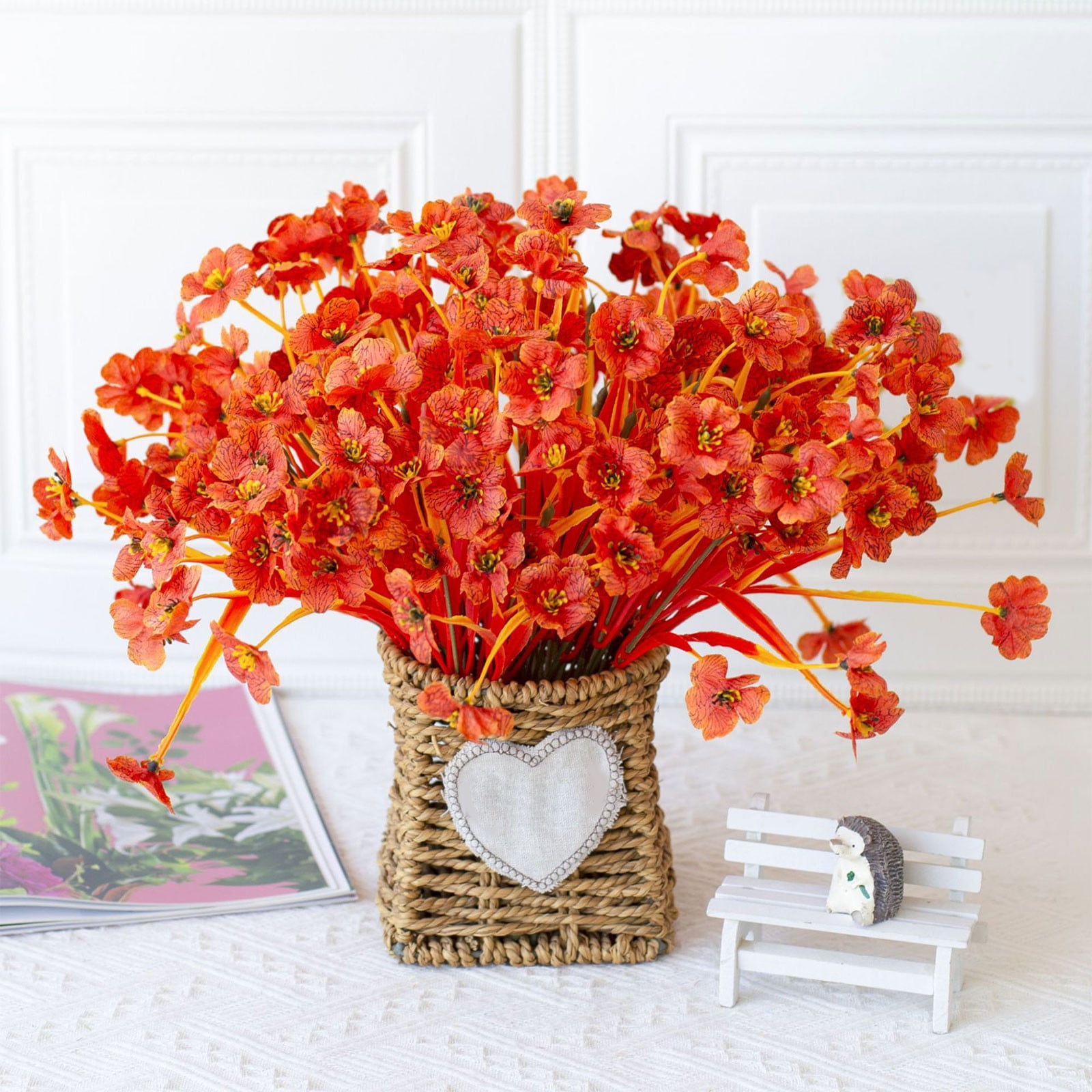 Artificial Autumn Violet Flowers | Realistic Faux Flower Stems | Orange ...