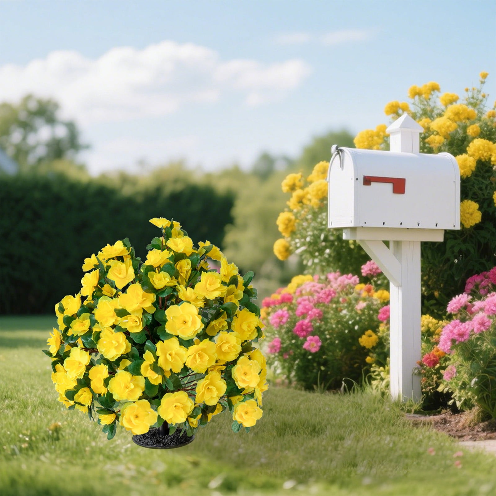 Artificial Azalea Ground Plug Bouquet Outdoor Waterproof UV Resistant ...