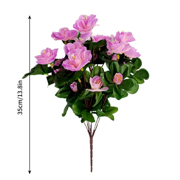 Artificial Azalea Silk Flower Bush, Red Lifelike Faux Floral ...