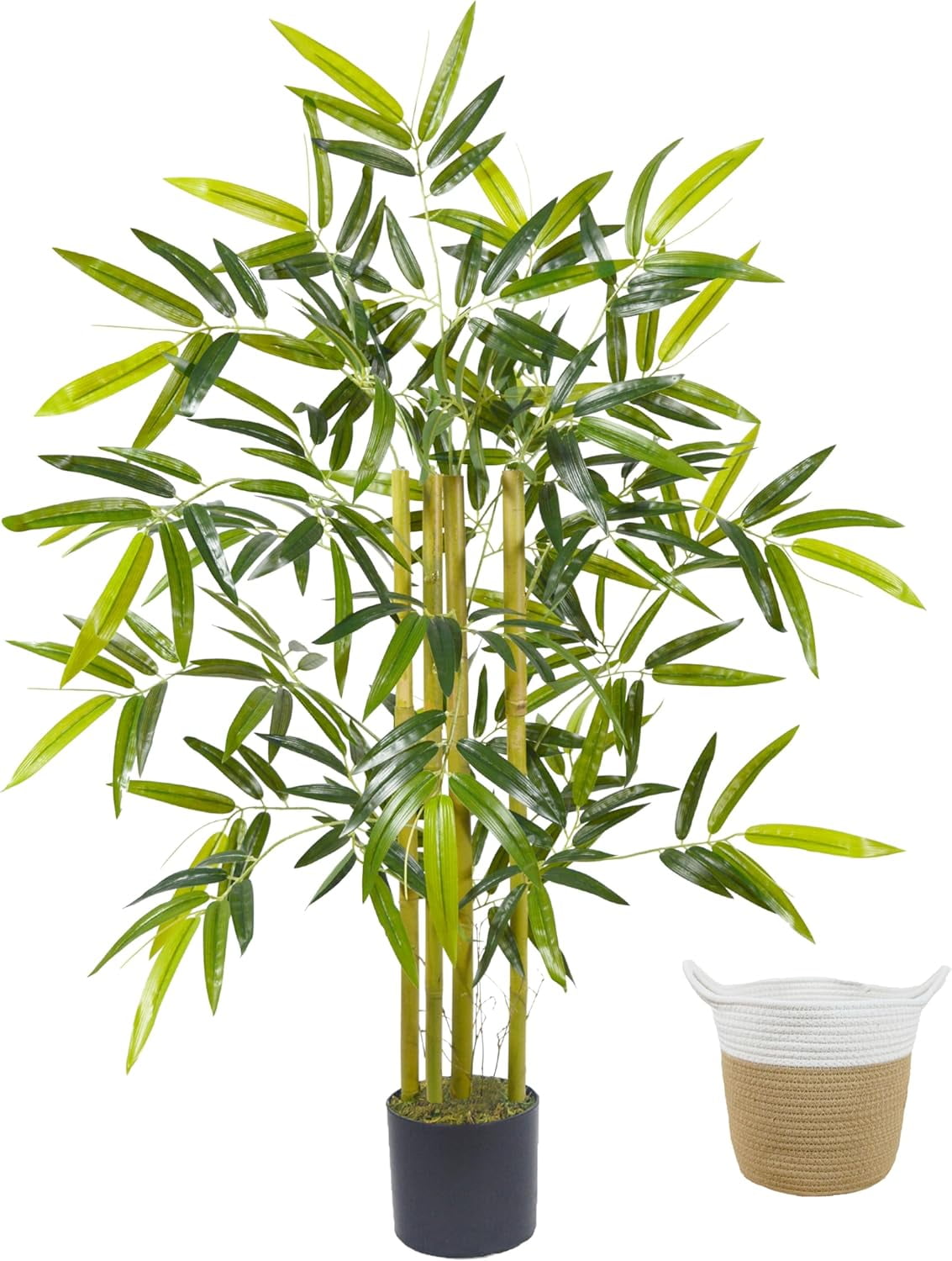 Artificial Bamboo Tree, 4ft Tall Natural Bamboo Trunk Fake Greenery ...