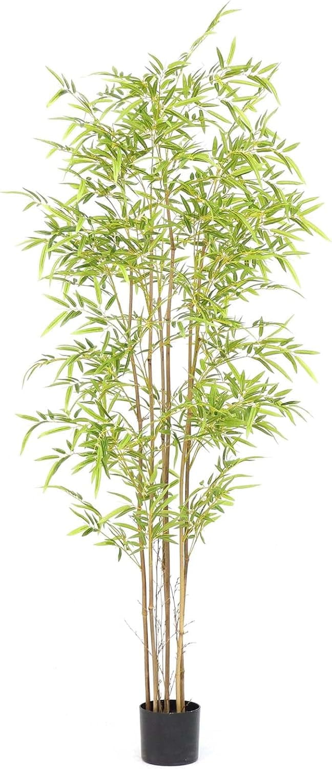 Artificial Bamboo Tree 6FT Tall, Fake Tree with Natural Trunk and ...
