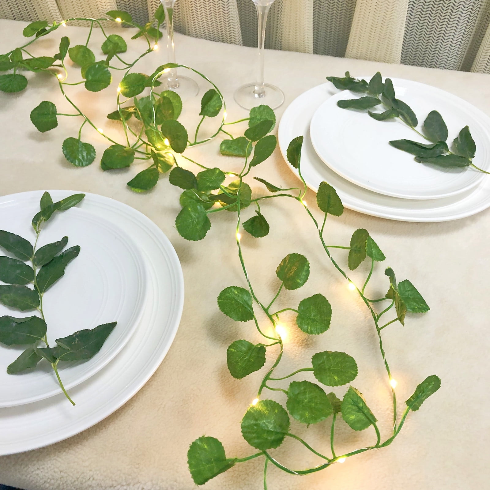 Artificial Begonia Leaf Plant Vine Garland with Fairy Lights Spring ...