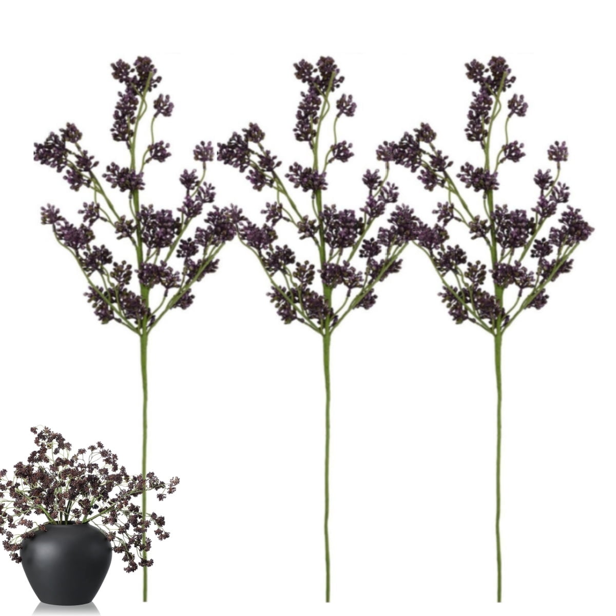 Artificial Berry Picks Branches,Pack of 3 Fall Seed Branche,Sedum Berry ...