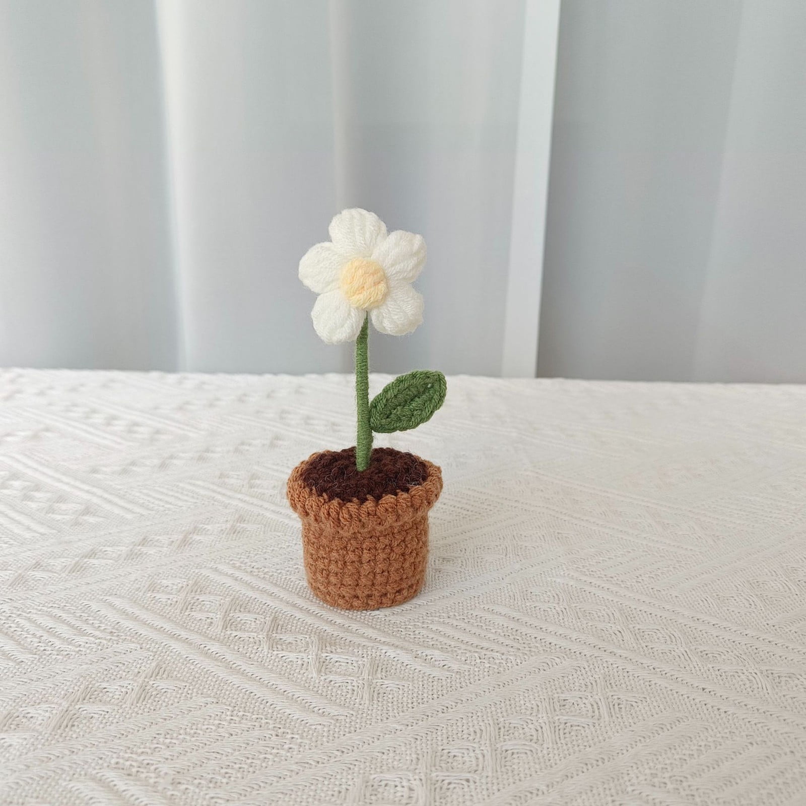 Artificial Bionic Flowers Crochet Artificial Flower Potted Plant, Cute ...