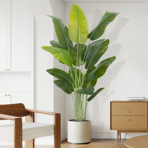 Artificial Bird of Paradise Plant 6.5Ft Tall Fake Tropical Palm Tree ...