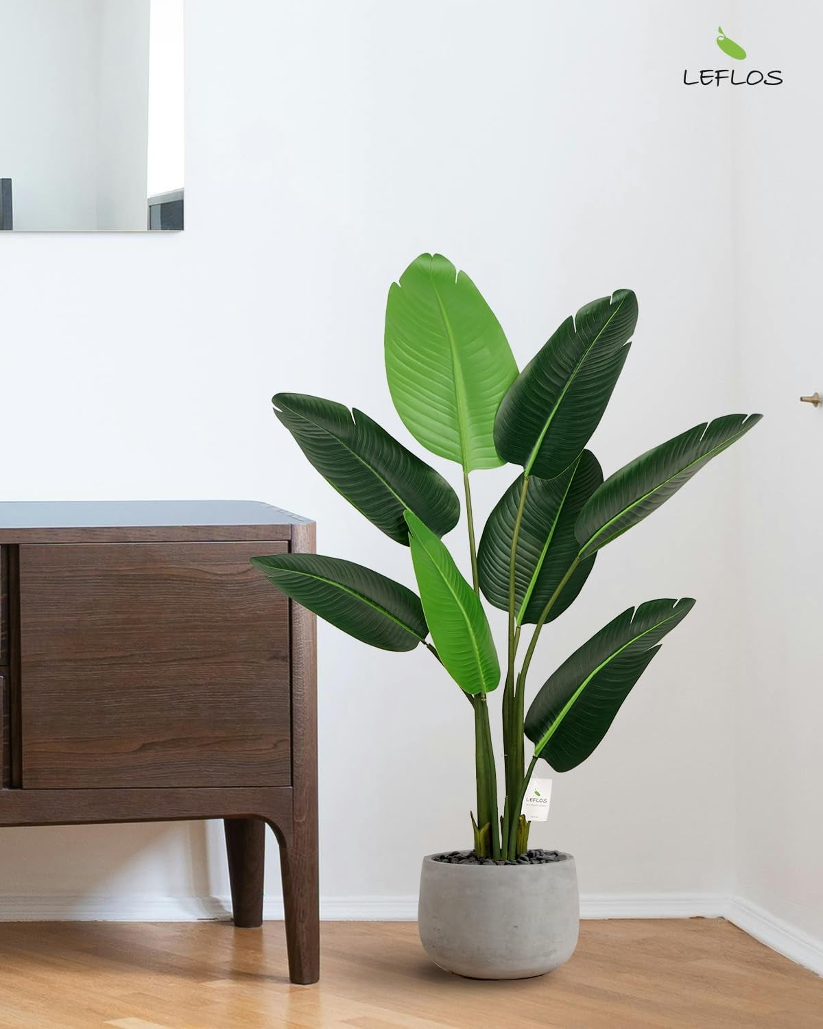 Artificial Bird of Paradise Plant Indoor, 5ft Fake Plant Palm Tree with ...