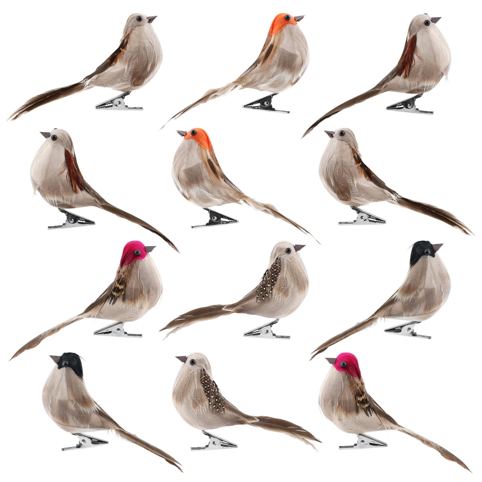 Artificial Birds Feather Simulation Foam Bird Clip on Bird Ornaments ...