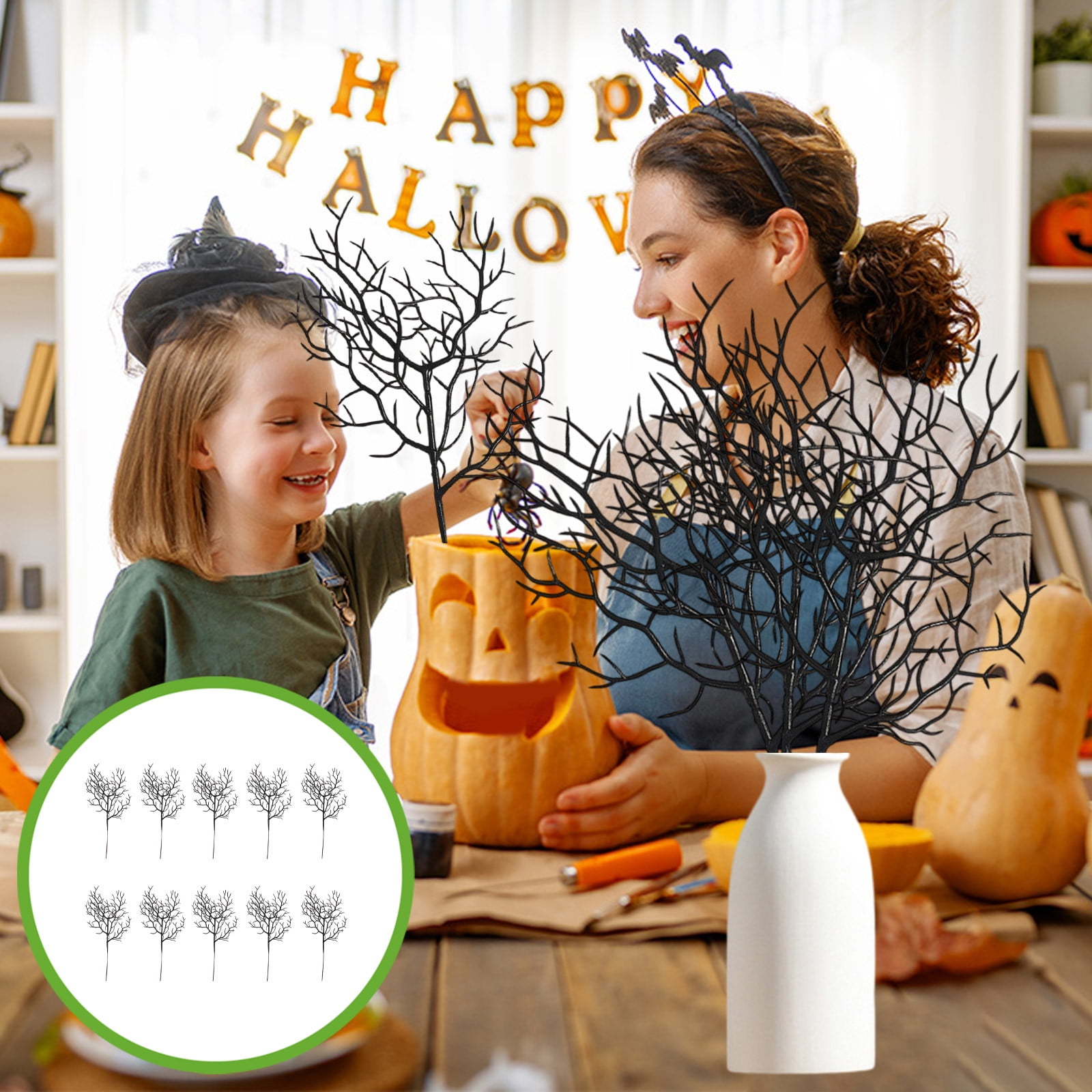 XYAIYT Artificial Black Branches Set for Halloween Decorations Indoor ...