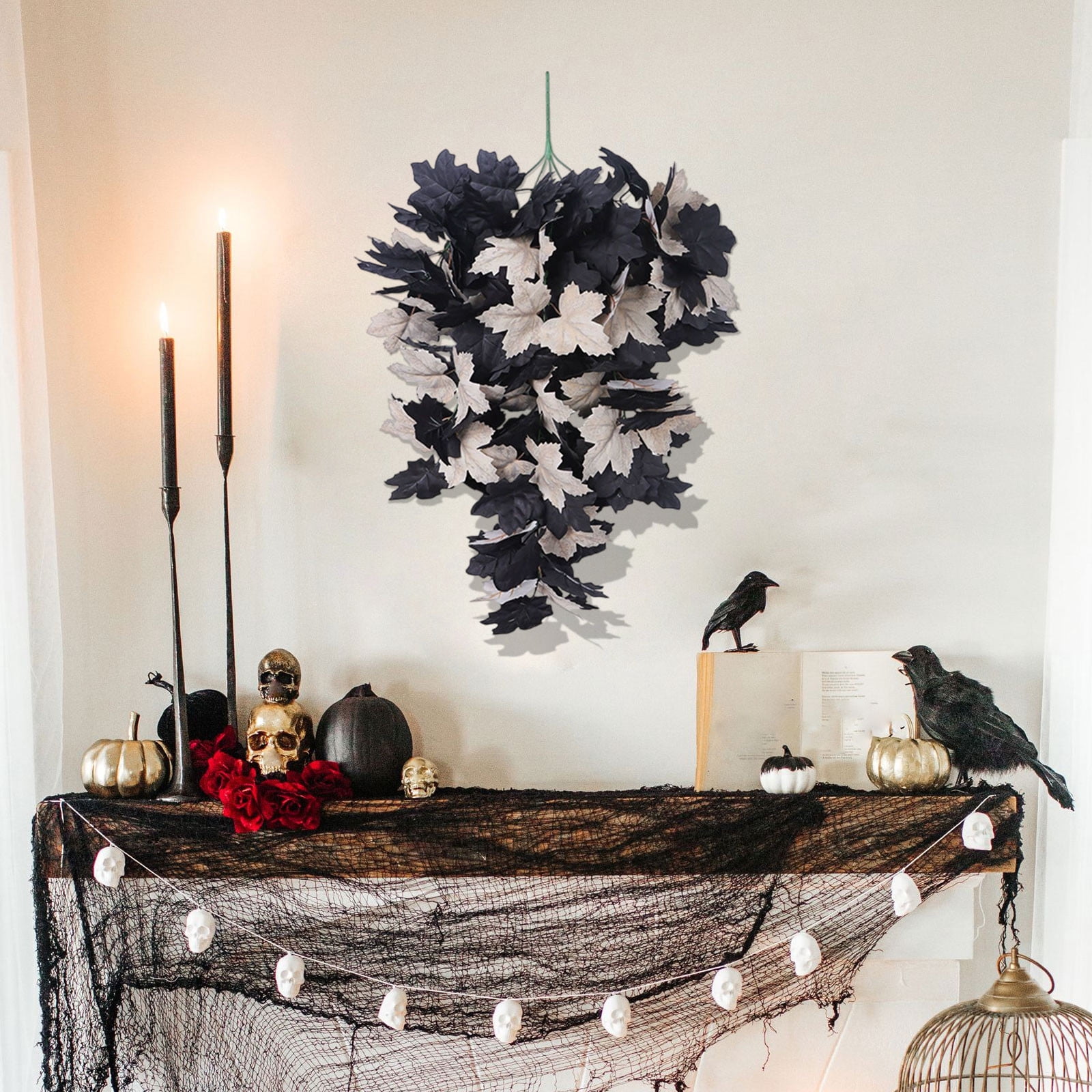Artificial Black Maple Leaf Wall Hanging | Faux Maple Vine Garland ...