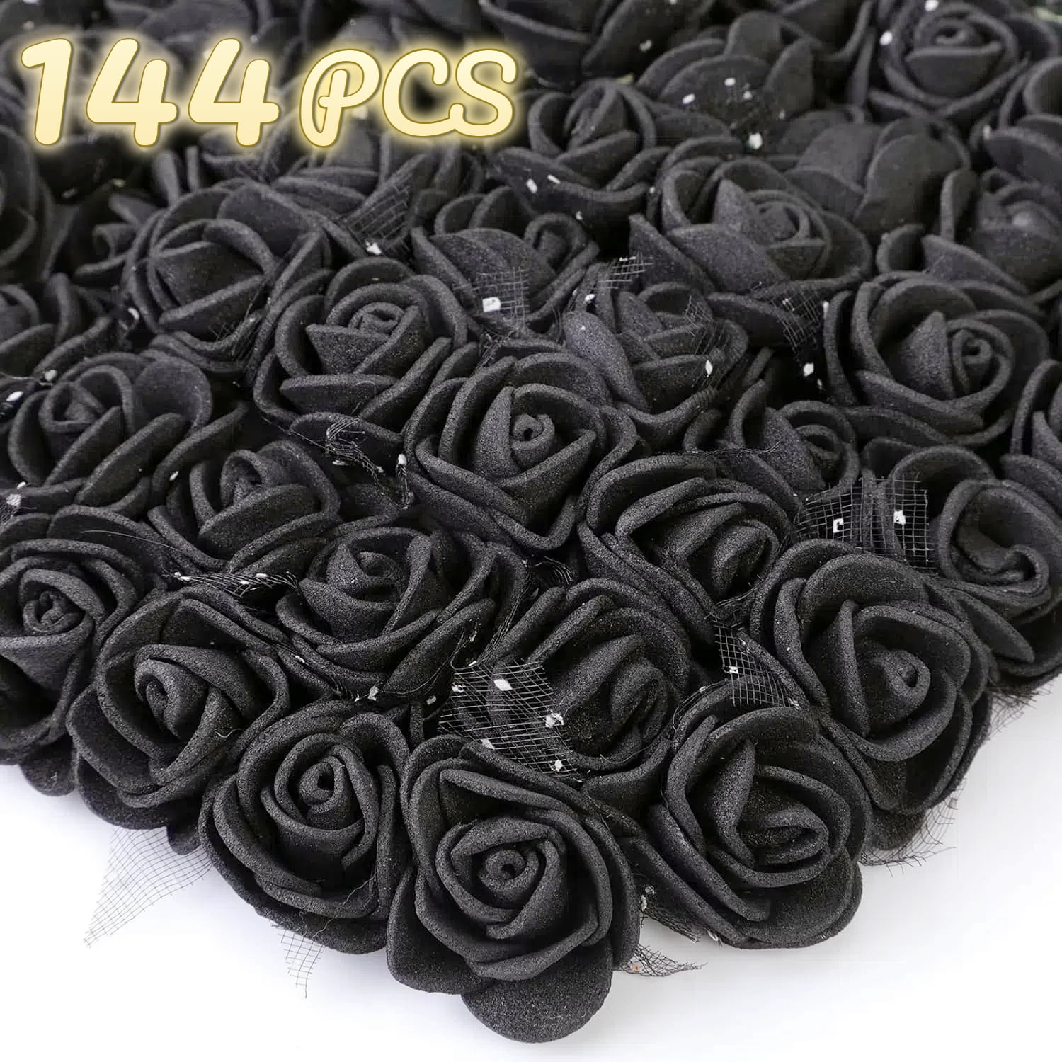 Artificial Black Rose Flower Heads, 144Pcs Mini Foam Rose Small Faux ...