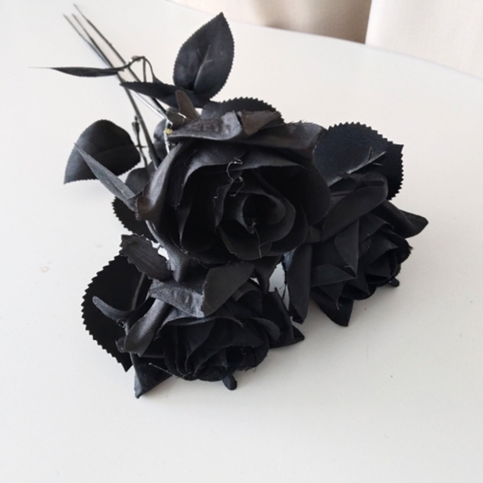 Artificial Black Roses - Realistic Wired Stem Silk Flowers for /Vampire ...