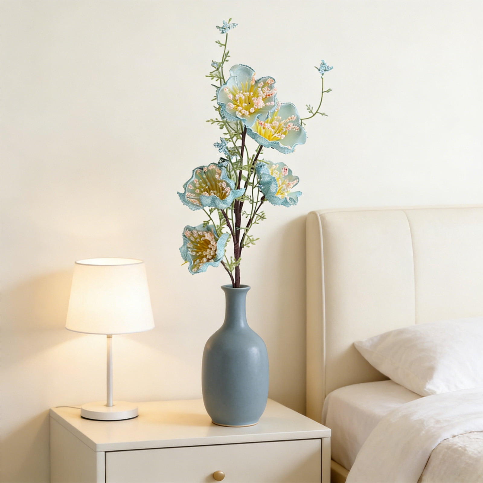 Artificial Blue Azalea Fake Flower Bouquet - 24.8" Plastic Floral ...