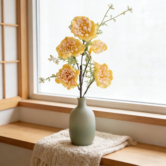 Artificial Blue Azalea Fake Flower Bouquet - 24.8" Plastic Floral ...