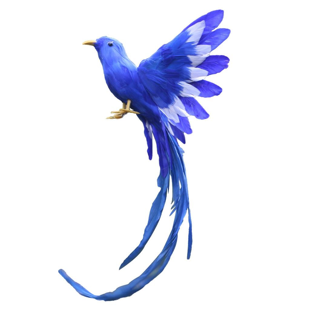 Artificial Blue Bird w/ Long Tail Realistic Taxidermy Garden Decoration ...