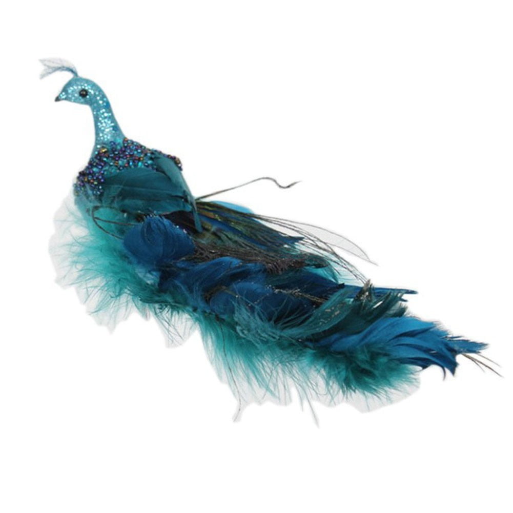 Artificial Blue Peacock Feathered Simulation Birds Christmas Tree ...