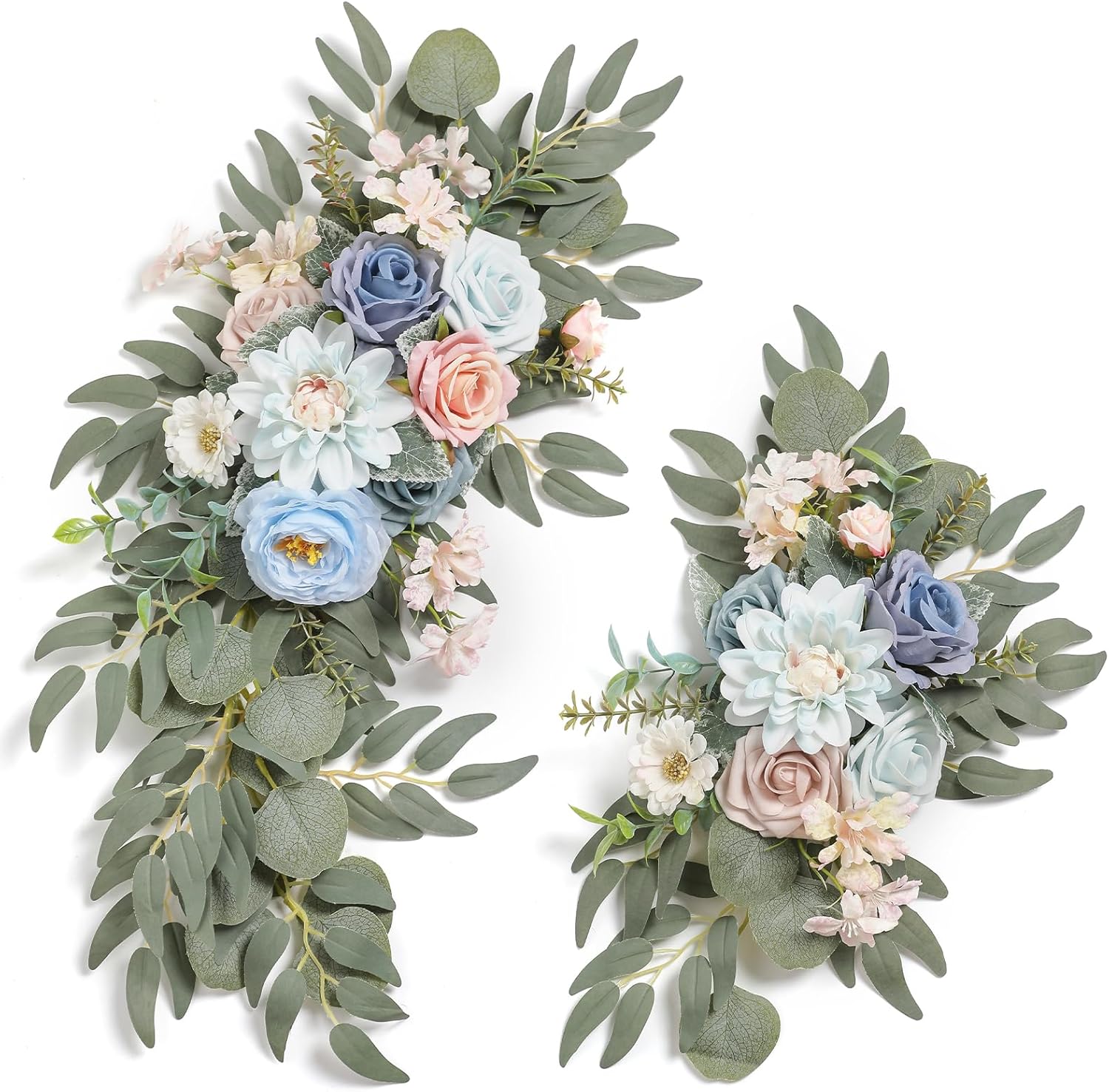 Artificial Blue Pink Flowers Swag Set of 2 for Wedding Welcome Signs ...