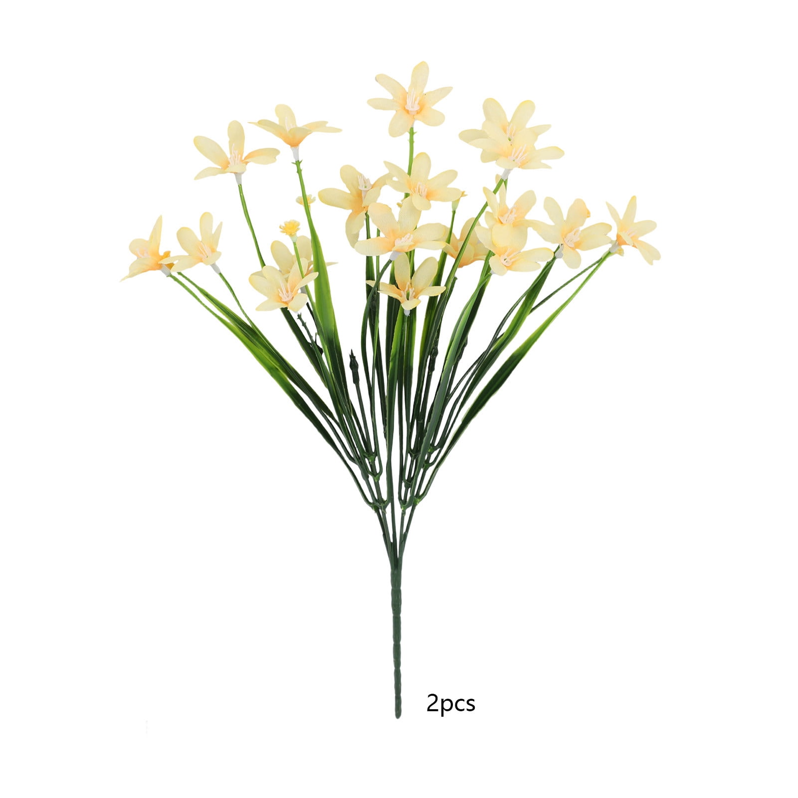 Artificial Blue Spring Orchid & Grass 2Pcs - Lifelike Plastic Faux ...