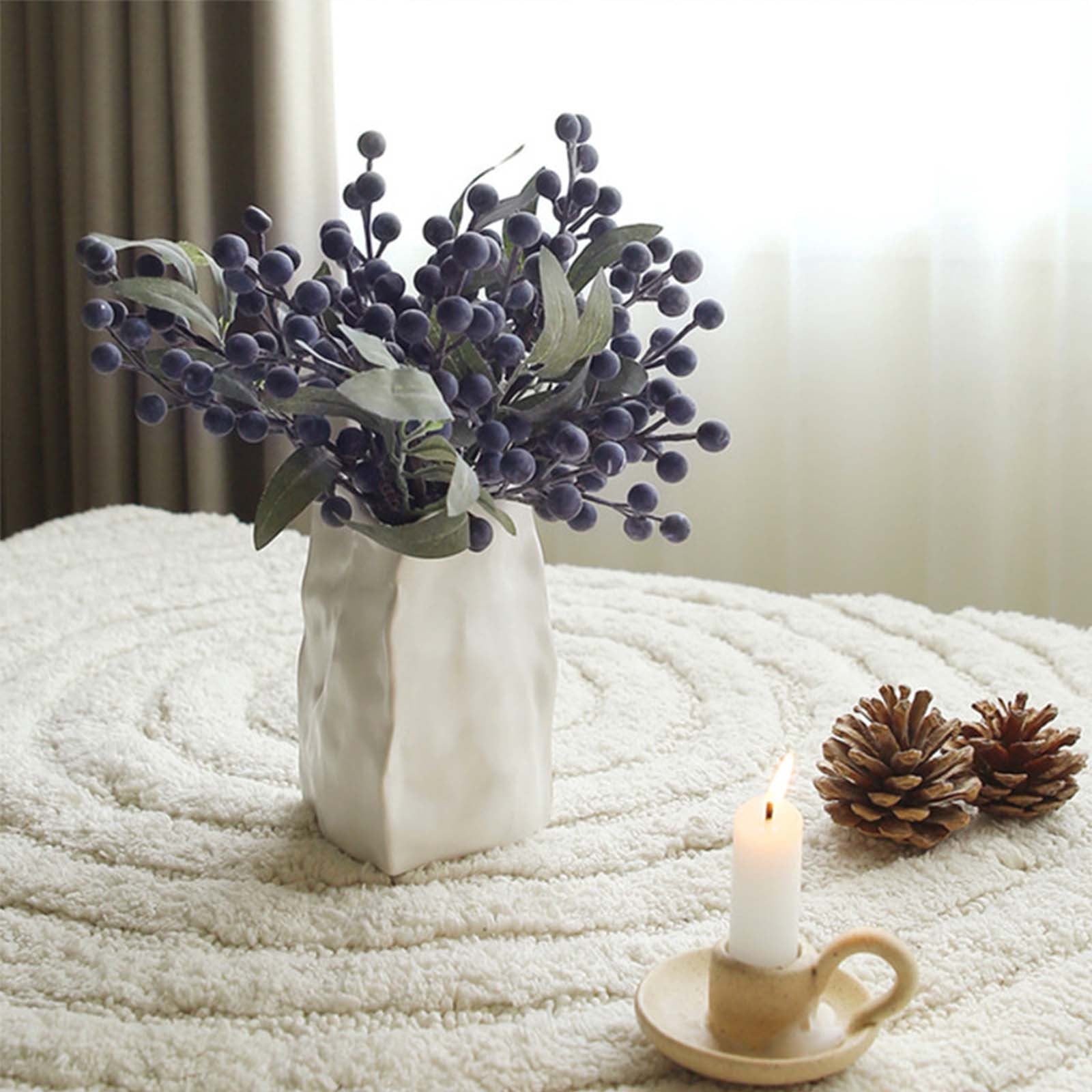 Artificial Blueberry Berry Branches - Winter Christmas Berry Stems ...