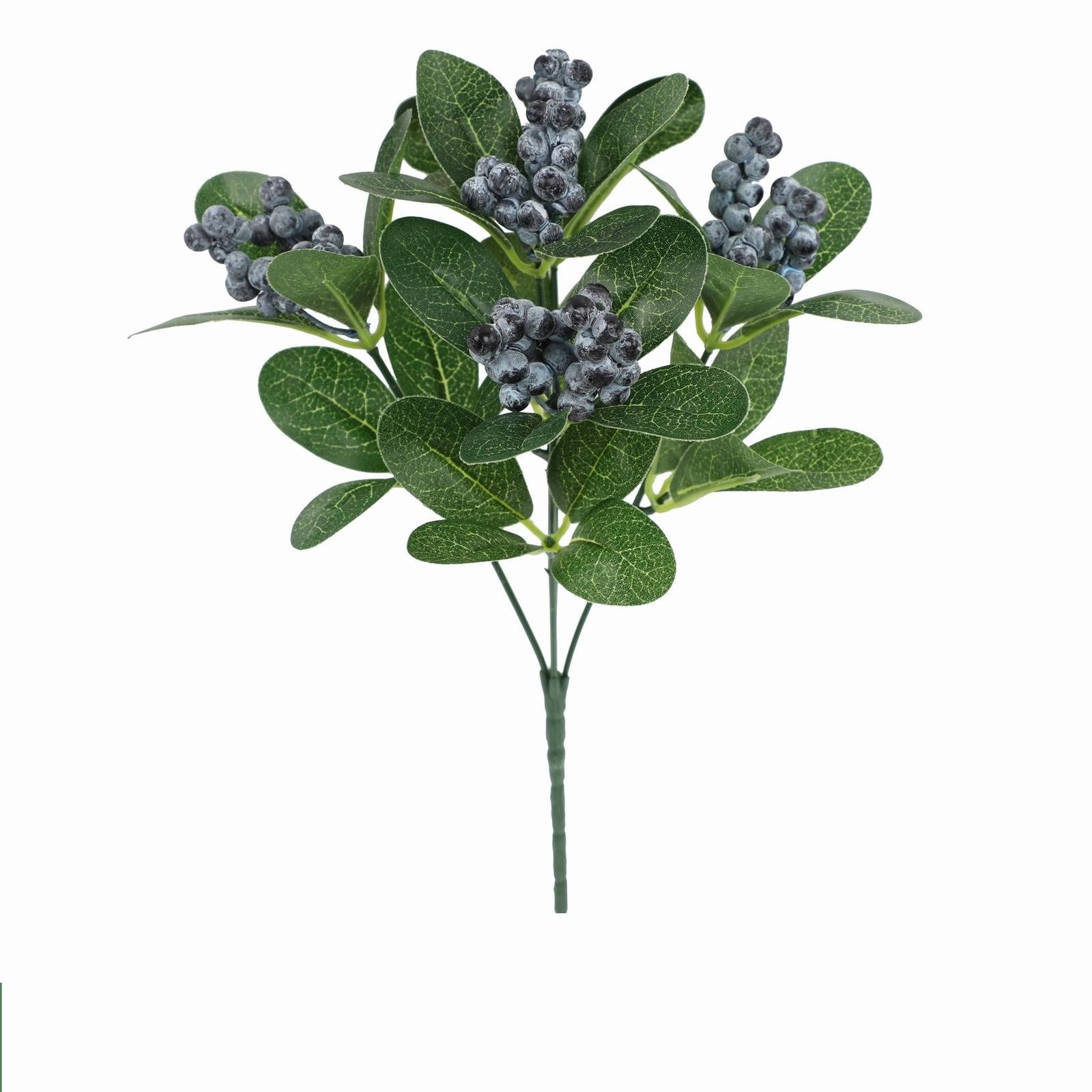Artificial Blueberry Stems, Faux Blueberry Branches, Silk Flower Berry ...