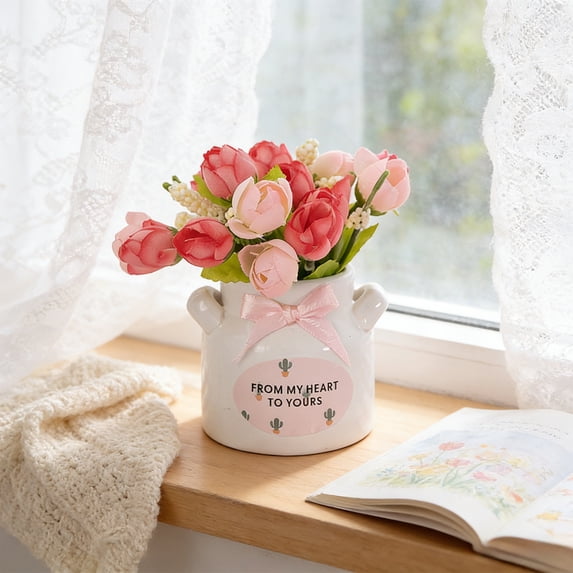 Artificial Bonsai Artificial Flower - Mini Ceramic Potted Plant for ...