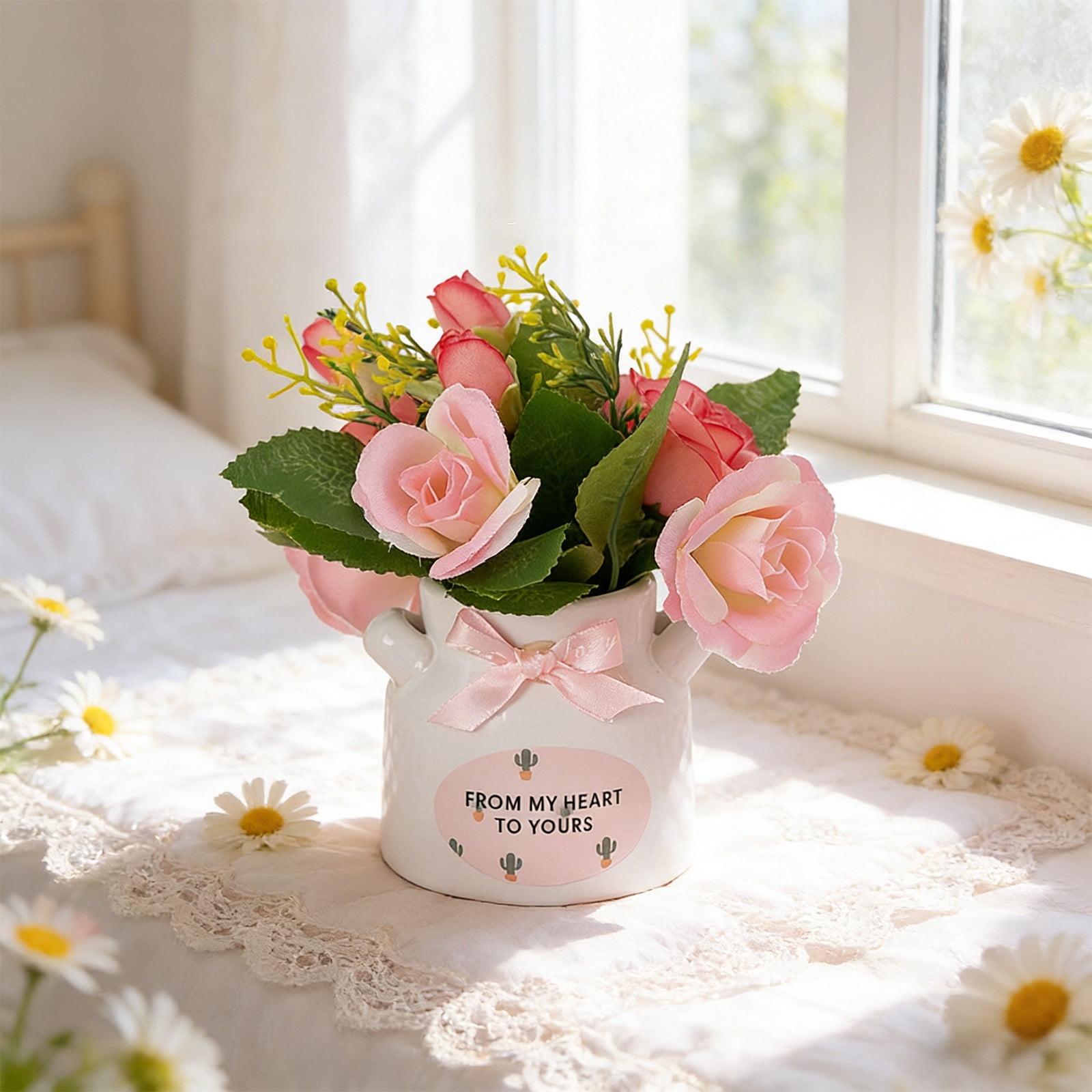 Artificial Bonsai Artificial Flower - Mini Ceramic Potted Plant for ...