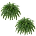 Artificial Boston Fern Bush- Set of 2 Large Artificial Ferns for ...