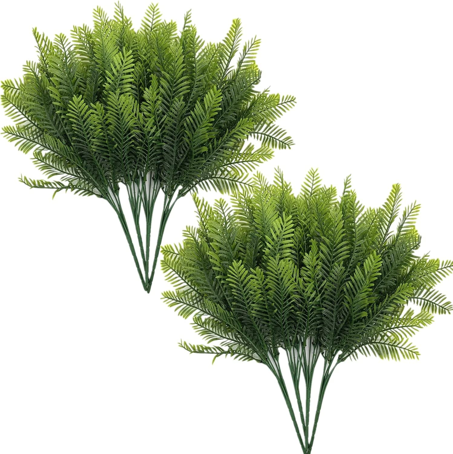 Artificial Boston Fern Plants, Greenery Leaves Bamboo UV Resistant Fake Plastic Plant for ...