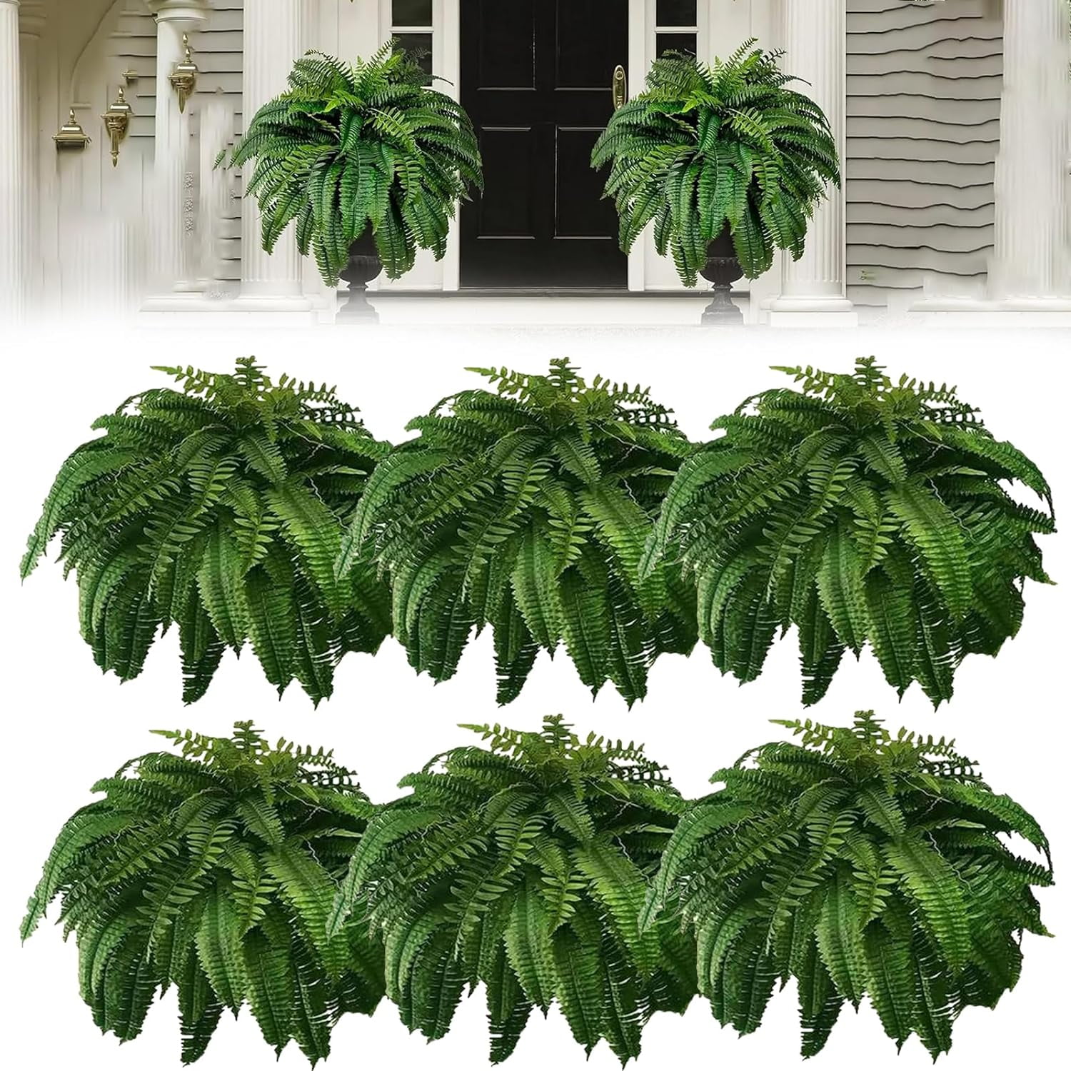 Artificial Boston Ferns For Outdoors, Uv Resistant Lifelike Artificial ...