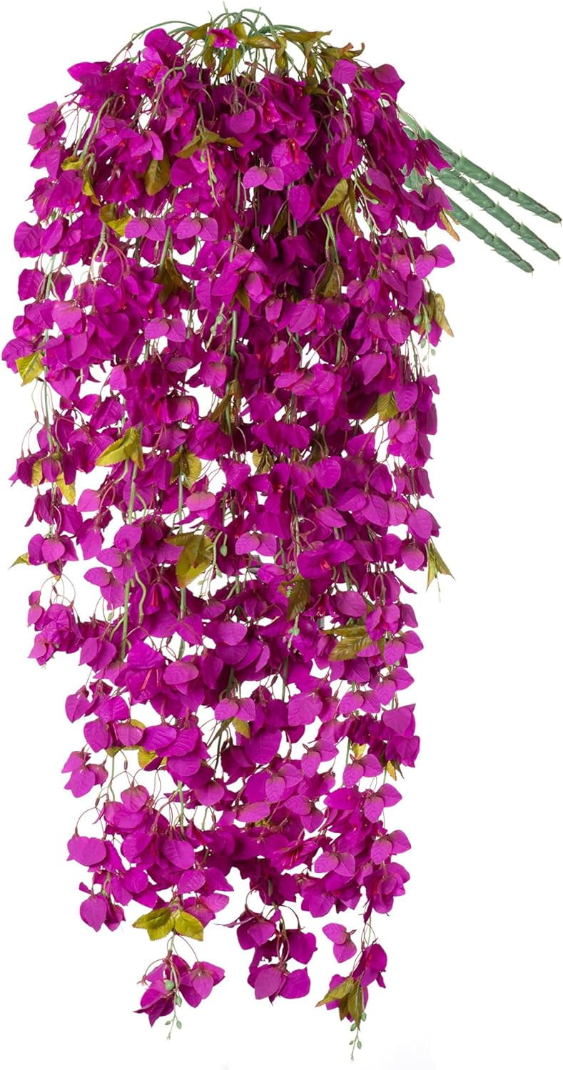 Artificial Bougainvillea Bouquet Flowers,49 inches Triangle Plum ...