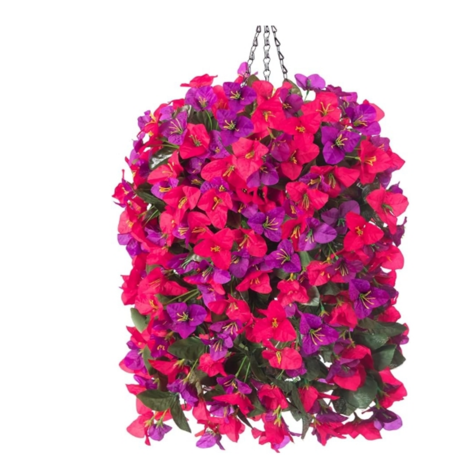 Artificial Bougainvillea Faux Flowers Plants Baskets for Outdoor Outside Decoration, 3PCS Fake ...