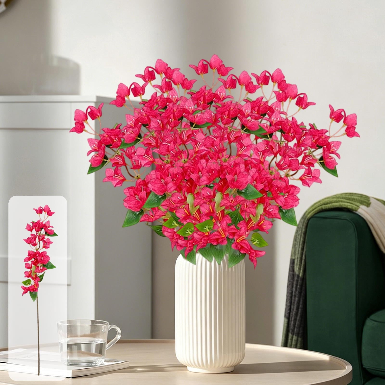 Artificial Bougainvillea, Realistic Faux Flower Spray, Bendables & No ...