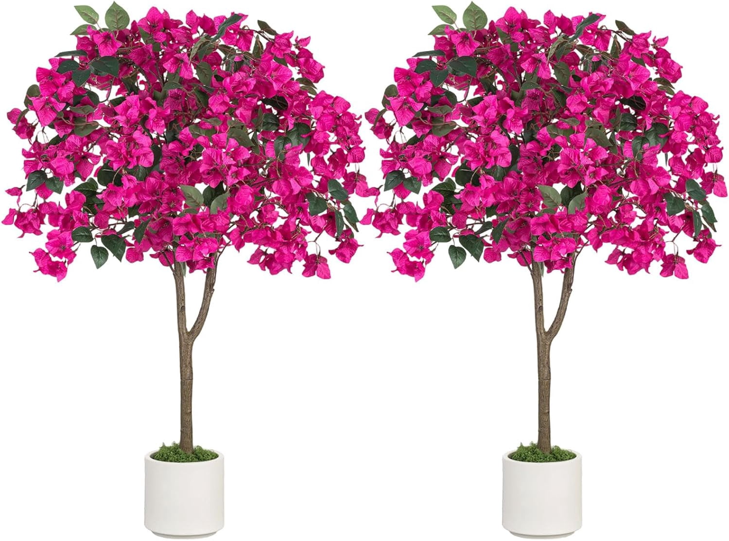 Artificial Bougainvillea Tree: 2-Pack 3.9ft Hot Pink Faux Silk Floral ...