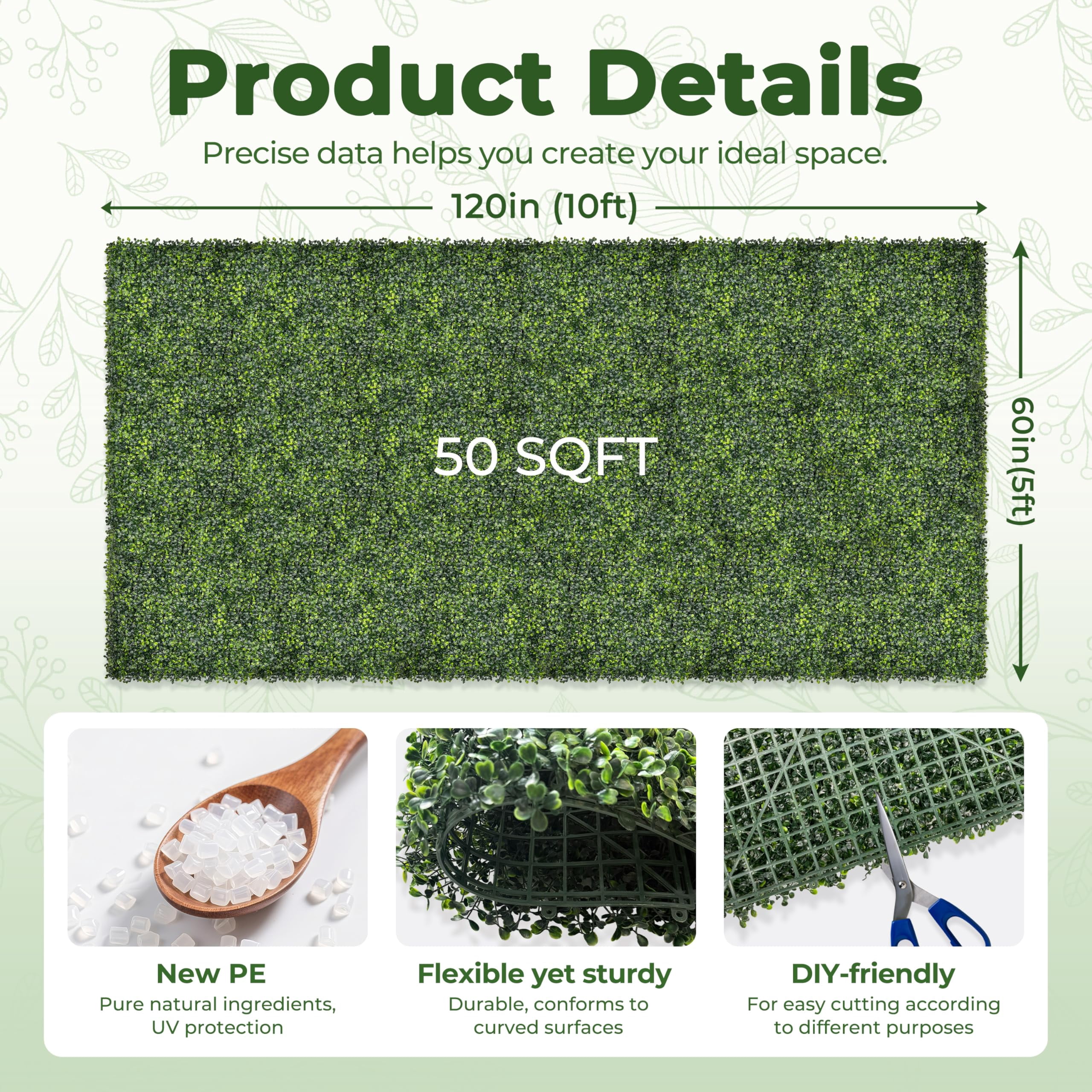 Artificial Boxwood Backdrop Roll 60"X120" Indoor Outdoor Green Wall ...