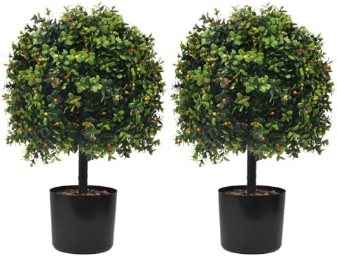 Artificial Boxwood Ball Faux Boxwood, Set of 2 UV Resistant Plants Real ...