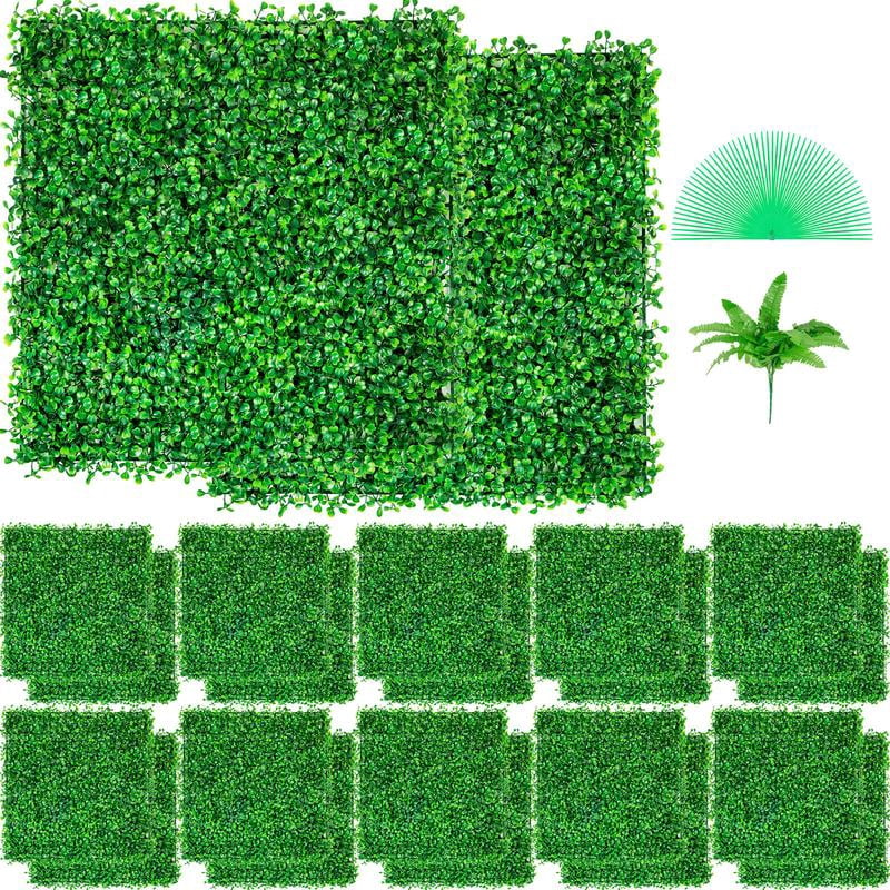 Artificial Boxwood Panel UV 24pcs Boxwood Hedge Wall Panels Artificial ...