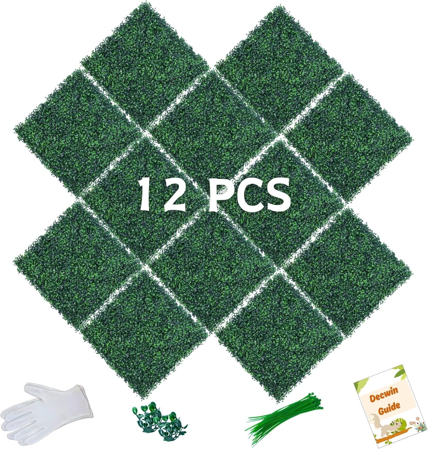 Artificial Boxwood Panels 20"x 20" (12PCS) Grass Wall Panels UV ...