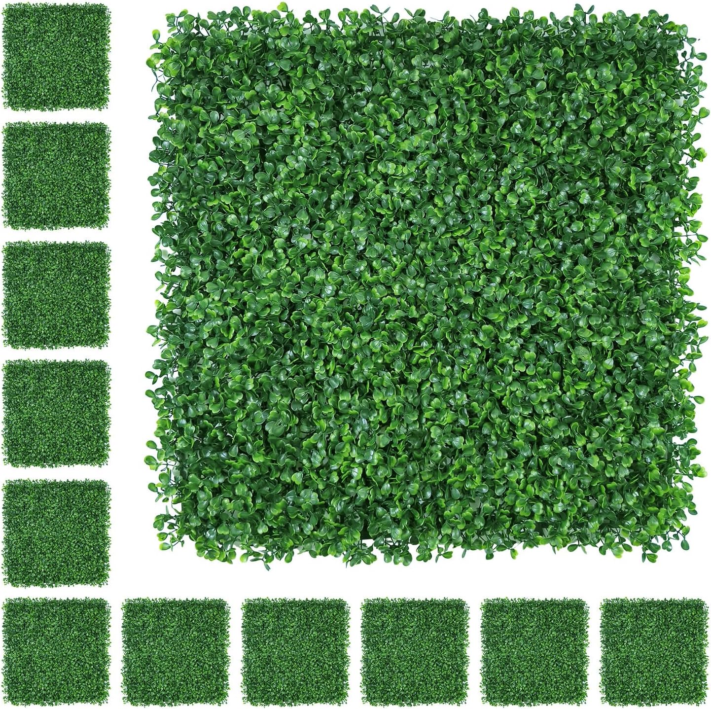 Artificial Boxwood Panels - 20x20 Inch Realistic Lush Green Wall Decor ...