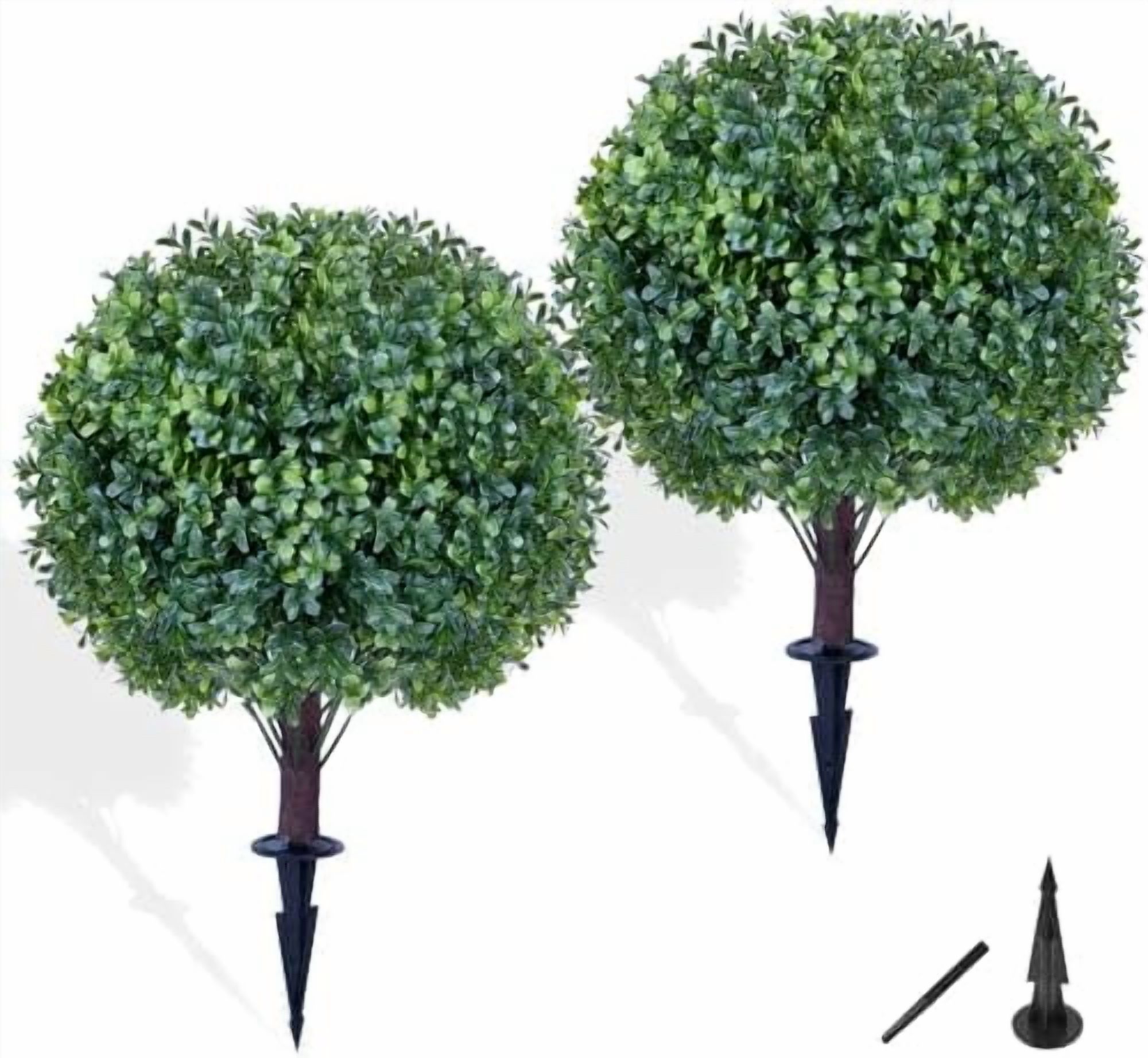 Artificial Boxwood Sphere Bushes Set of 2 Lifelike - UV Resistant Faux ...