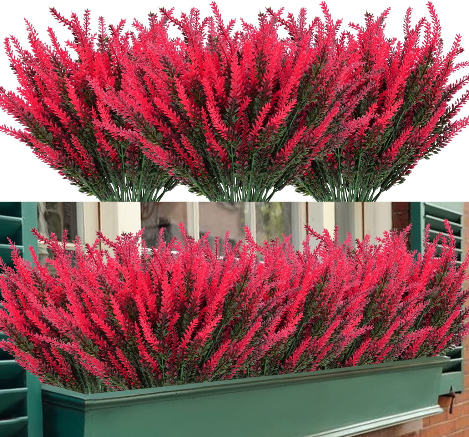 Artificial Boxwood Stems Faux Plants Shrubs, Fake UV Resistant Greenery ...