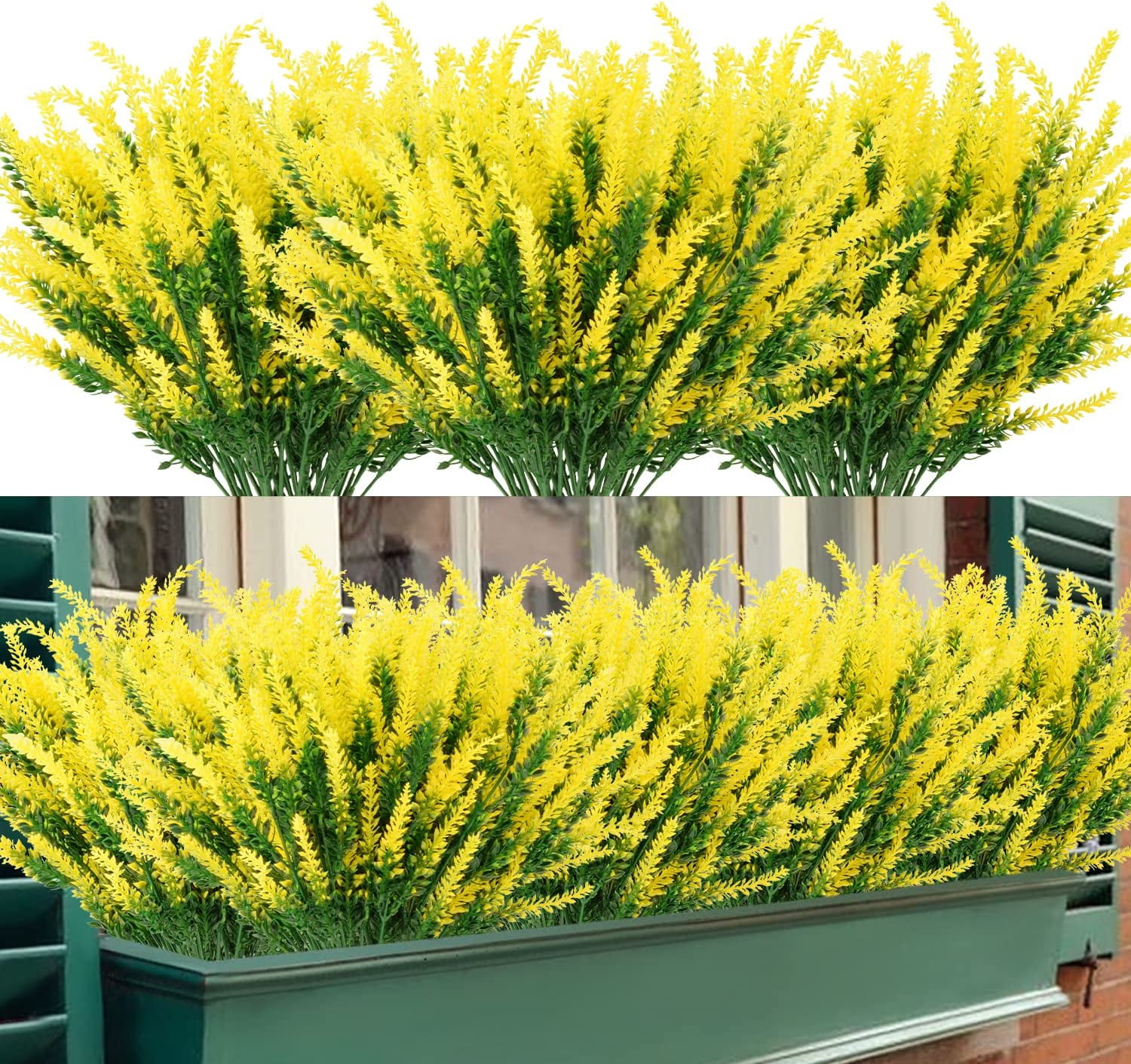 Artificial Boxwood Stems Faux Plants Shrubs, Fake UV Resistant Greenery ...