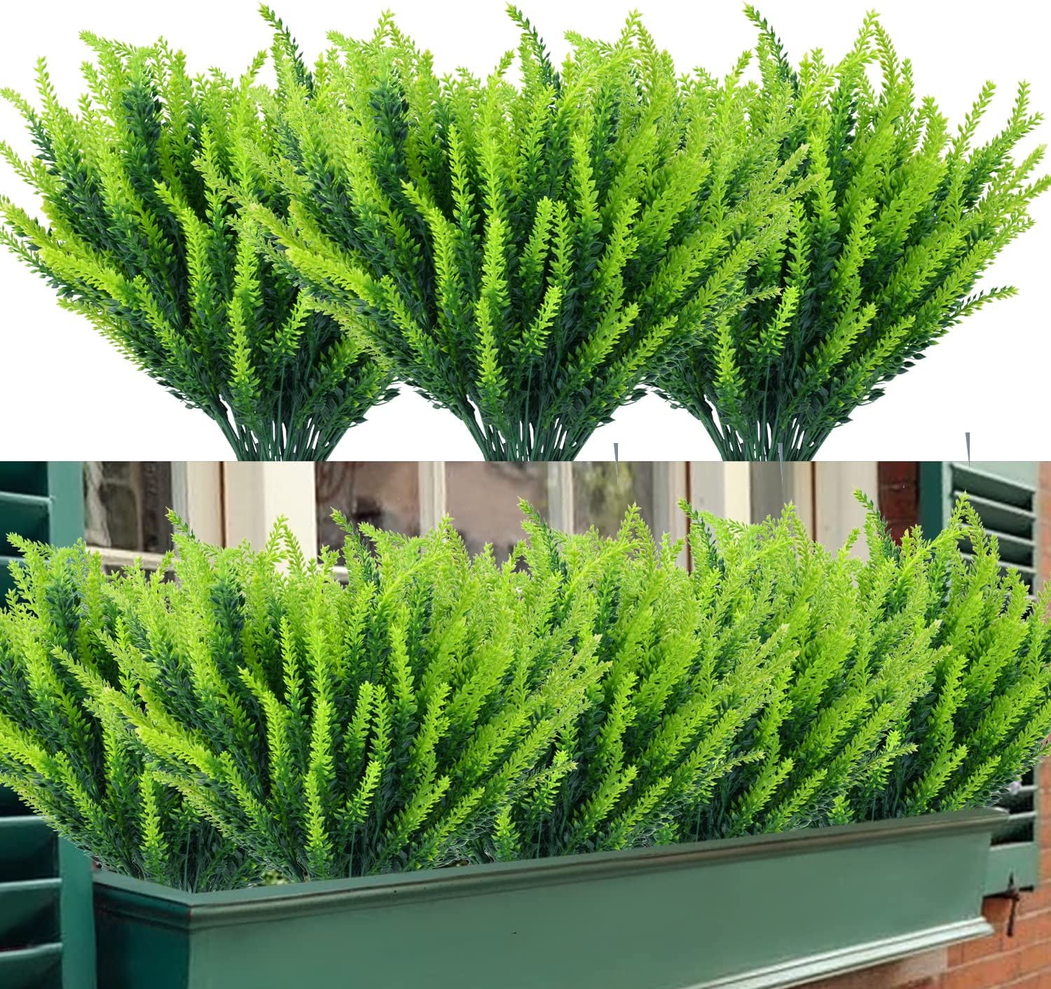 Artificial Boxwood Stems Faux Plants Shrubs, Fake UV Resistant Greenery ...