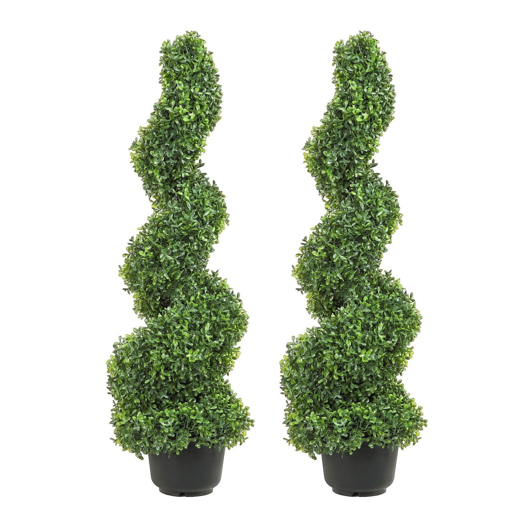 Artificial Boxwood Topiary - 91cm Spiral Plants (2-Pack) - Indoor ...