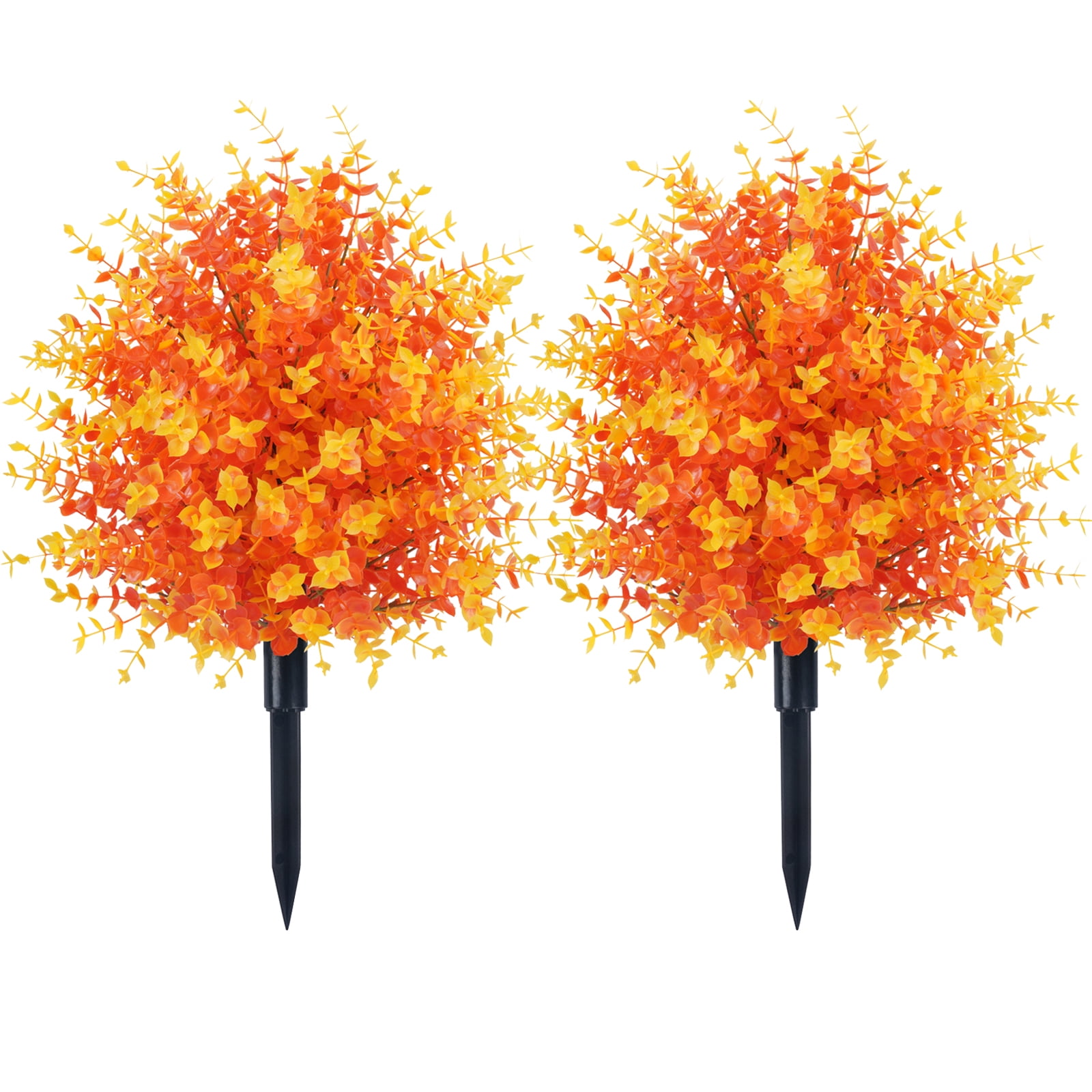 Artificial Boxwood Topiary Ball with Fall Mums Flowers with Spikes for ...