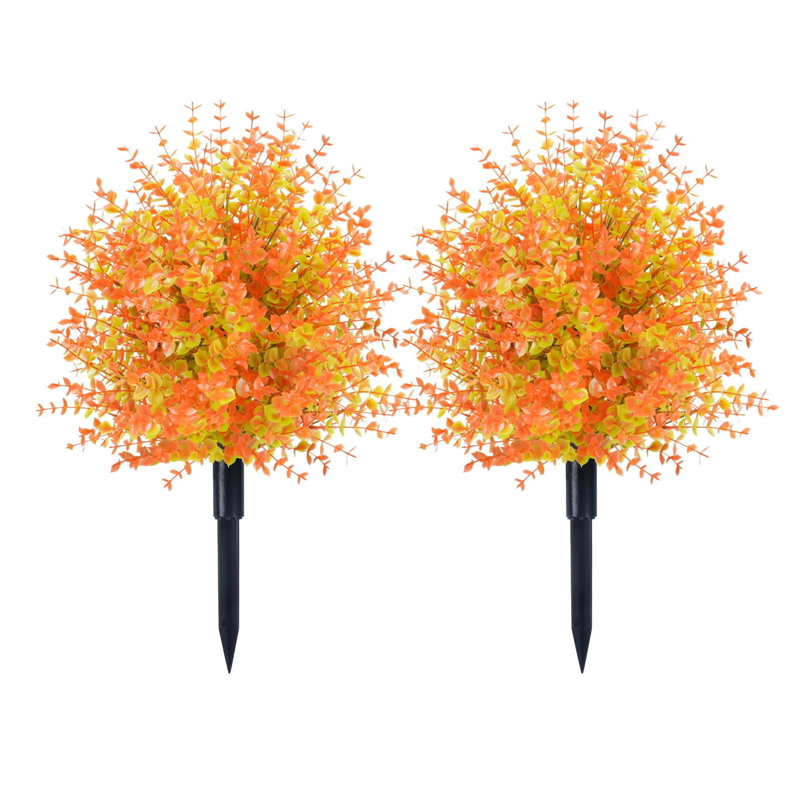 Artificial Boxwood Topiary Ball with Fall Mums Flowers with Spikes for ...