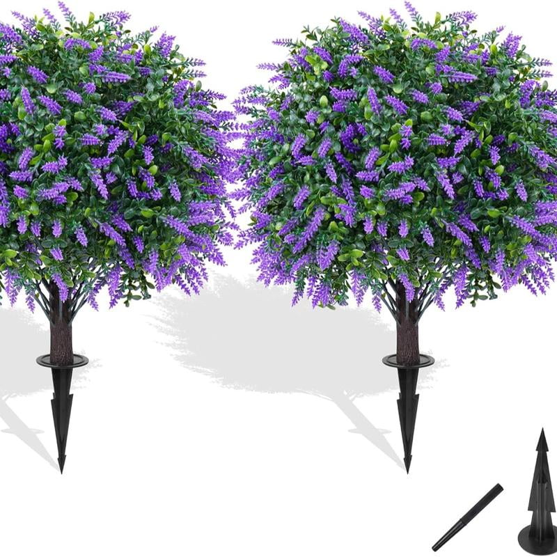 Artificial Boxwood Topiary Ball with Lavender - Set of 2 Artificial ...