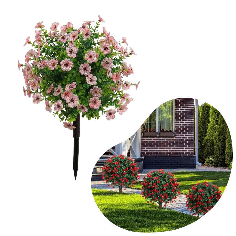 Artificial Boxwood Topiary Ball with Pink Flowers | 23 Weather ...