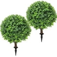 Artificial Boxwood Topiary Ball Tree 24 Inch with Ground Spike Set of 2 ...