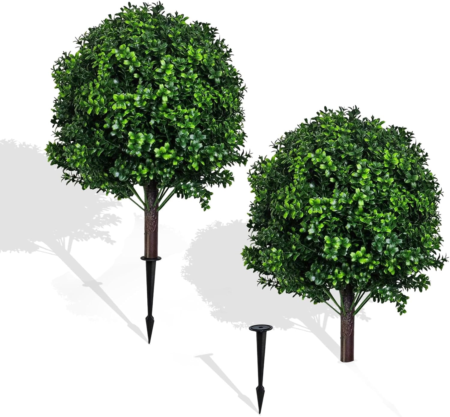 Artificial Boxwood Topiary Ball Trees,2 Set of 16'' UV Resistant Fake ...