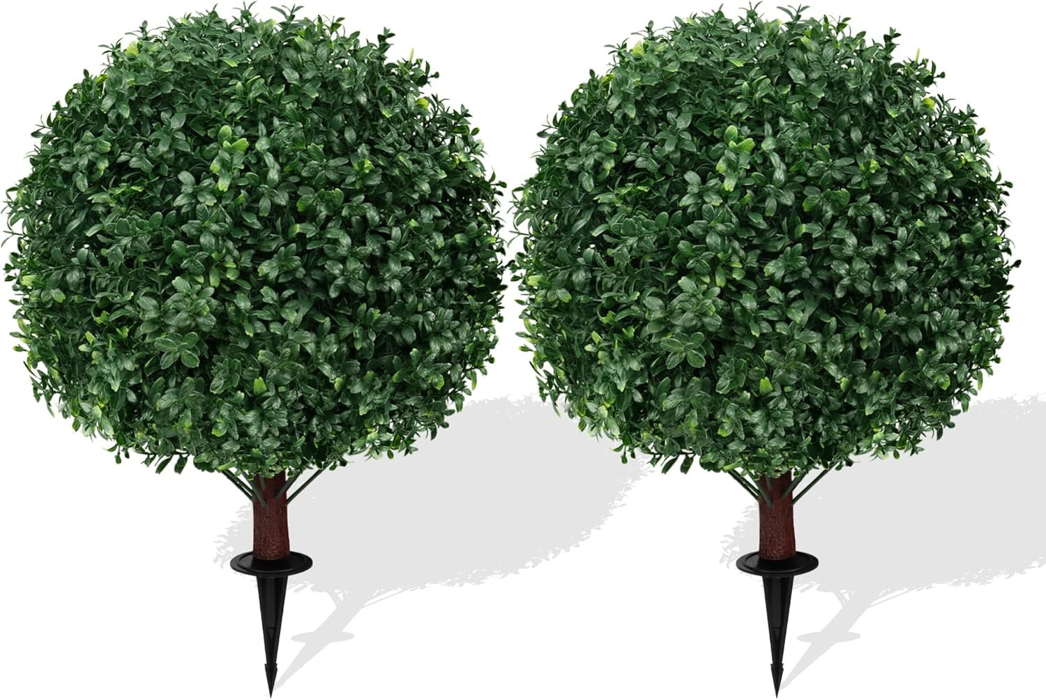 Artificial Boxwood Topiary Ball Trees with Ground Spike, 2 Pack 16 ...