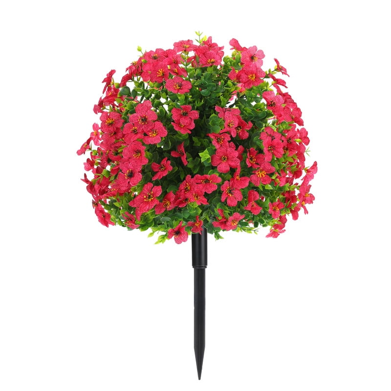 Artificial Boxwood Topiary Ball Trees with Red Flowers for Outdoor with ...